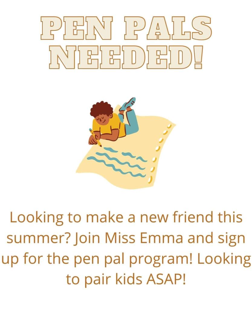 Pen Pal Sign Ups - Nahant Public Library